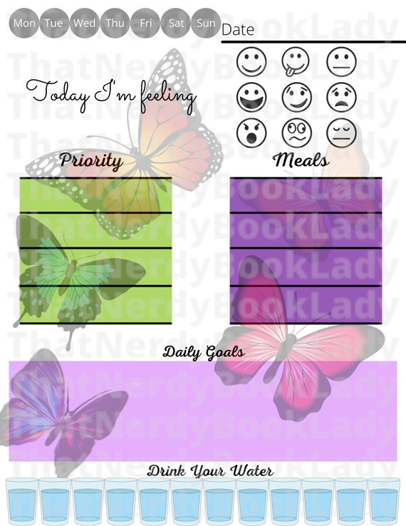Butterfly Daily Planner no date Printable ADHD journal | Etsy