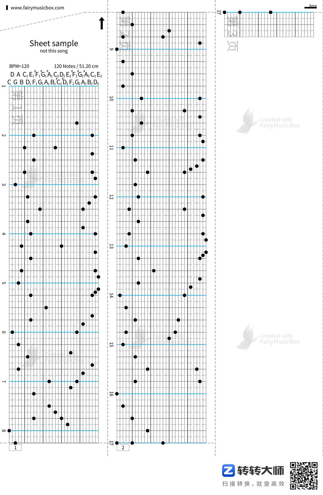 Ode to Joy, Sheet File for 30 Note Music Box Playing Paper Strips ...