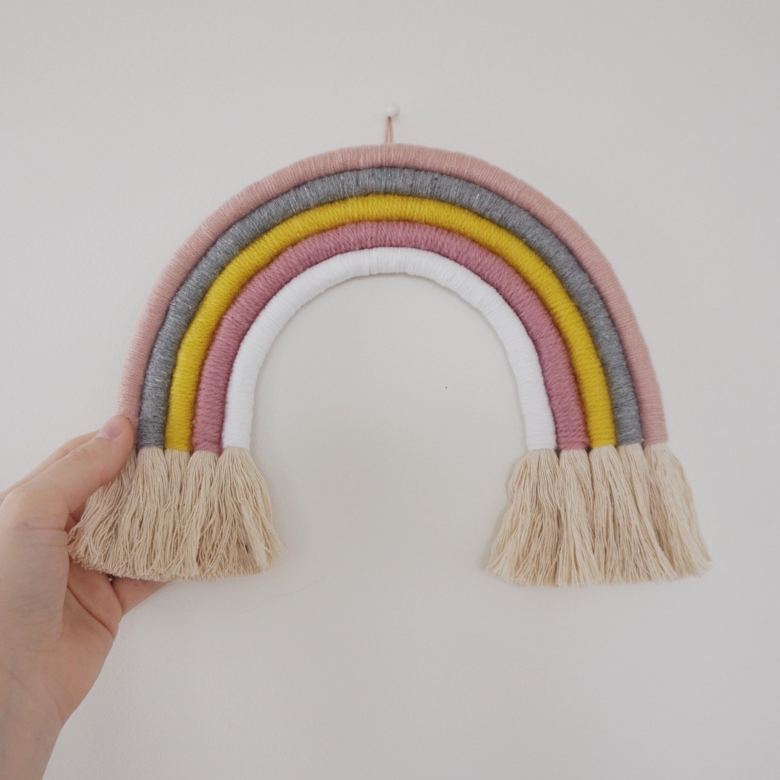 Pink and Yellow Hand Wrapped Rope Rainbow - Etsy