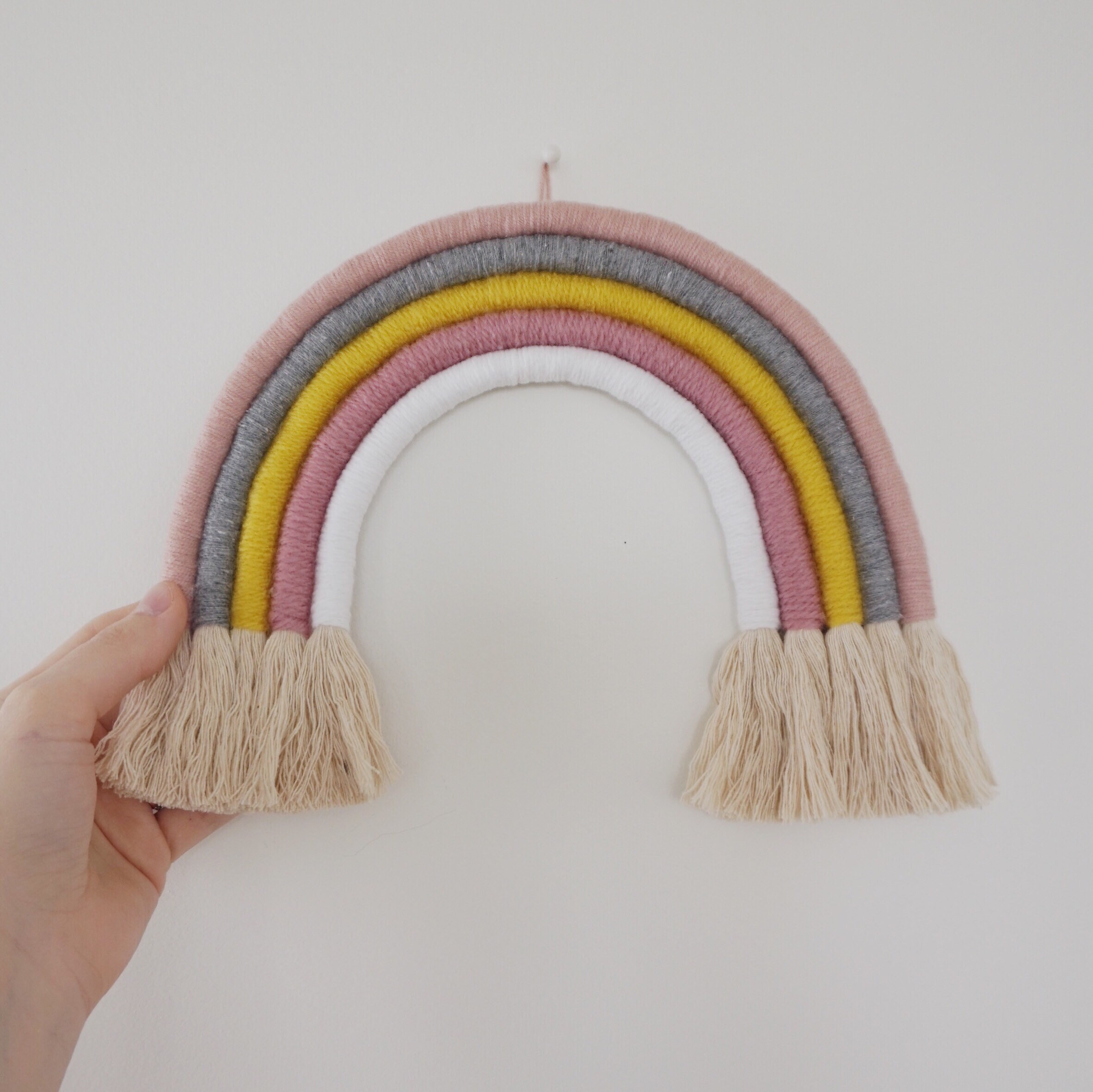 Pink and Yellow Hand Wrapped Rope Rainbow | Etsy