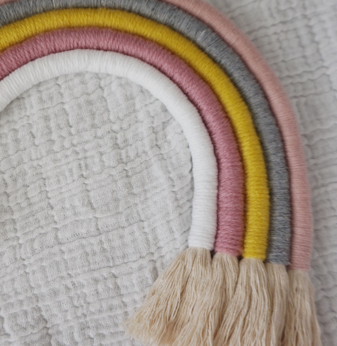 Pink and Yellow Hand Wrapped Rope Rainbow - Etsy