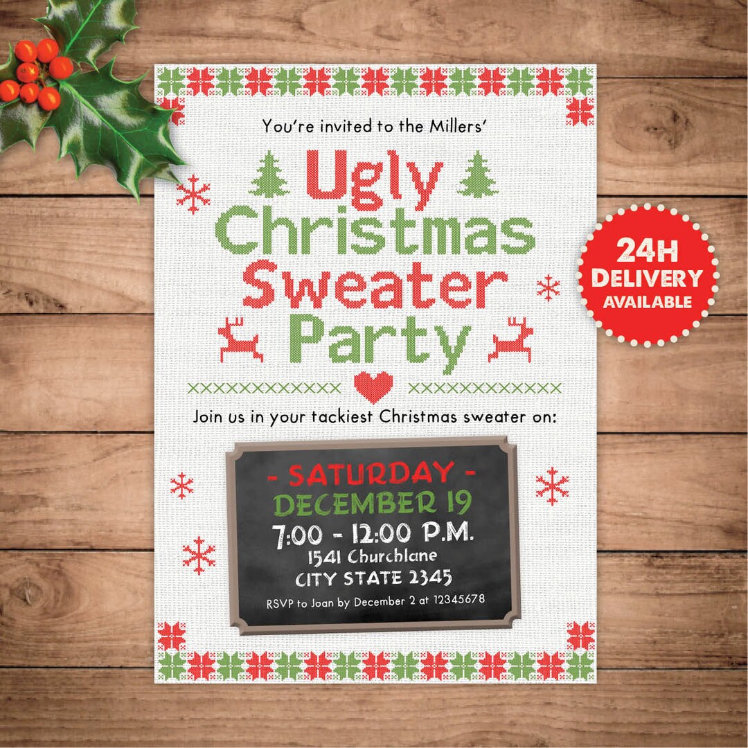 Ugly Sweater Christmas Party Invitation Holiday Party Invitation DIY ...
