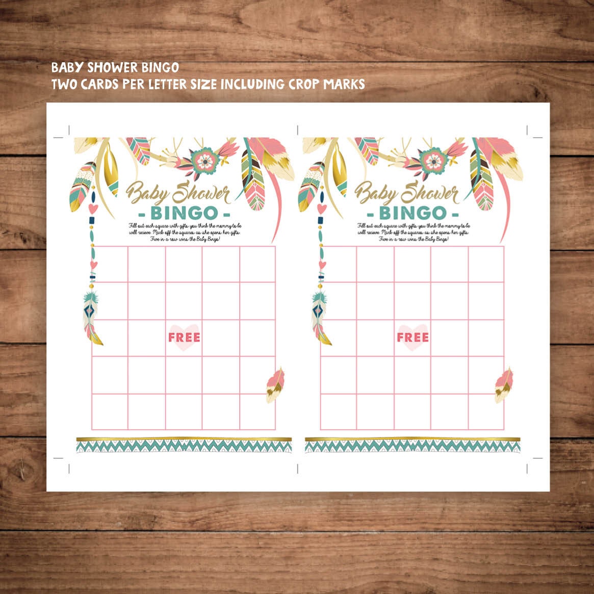 Dreamcatcher Boho Baby Shower Bingo Feathers Bohemian Dream - Etsy