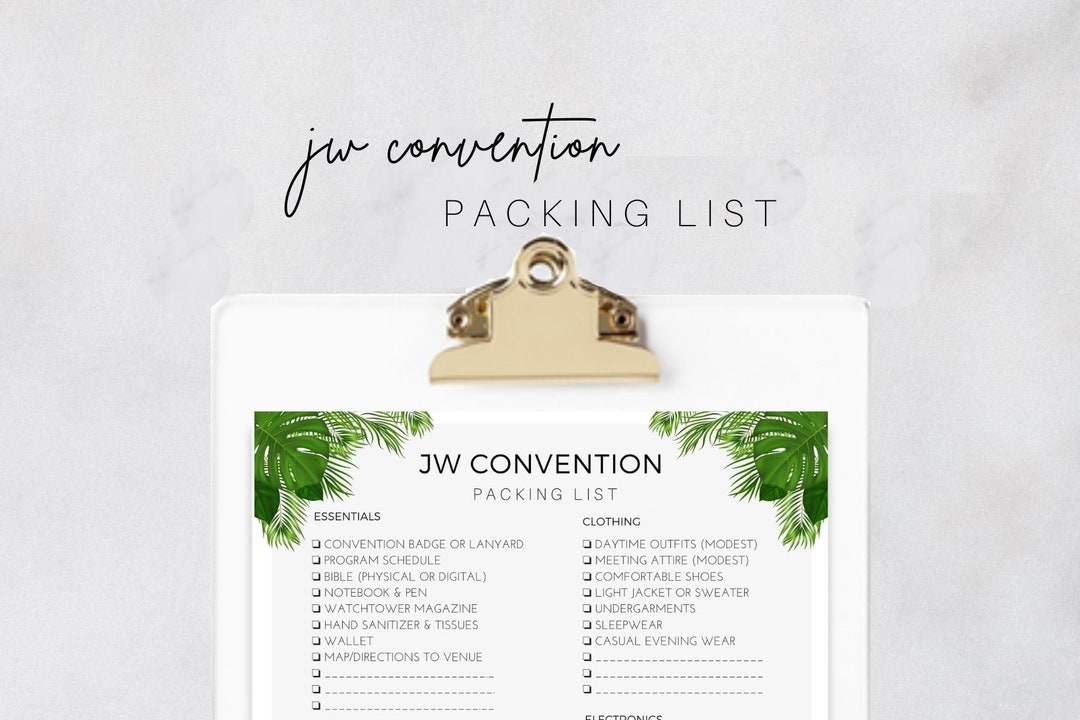 JW Convention Packing List Printable - INSTANT DOWNLOAD | Packing List ...