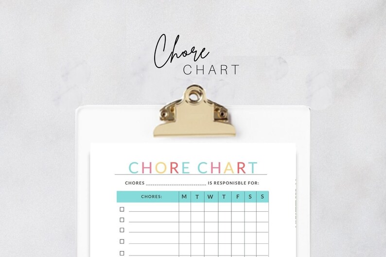 Chore Chart for Kids Checklist Printable, Daily Responsibility Chart ...