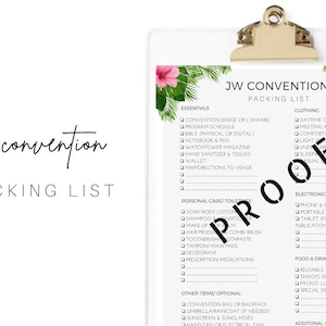 JW Convention Packing List & Meal Planner Printable Bundle (tropical ...