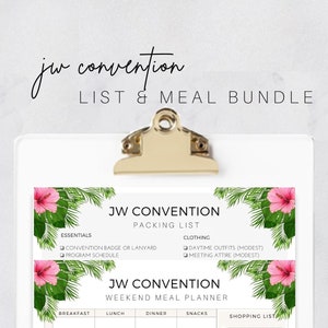 JW Convention Packing List & Meal Planner Printable Bundle (tropical ...