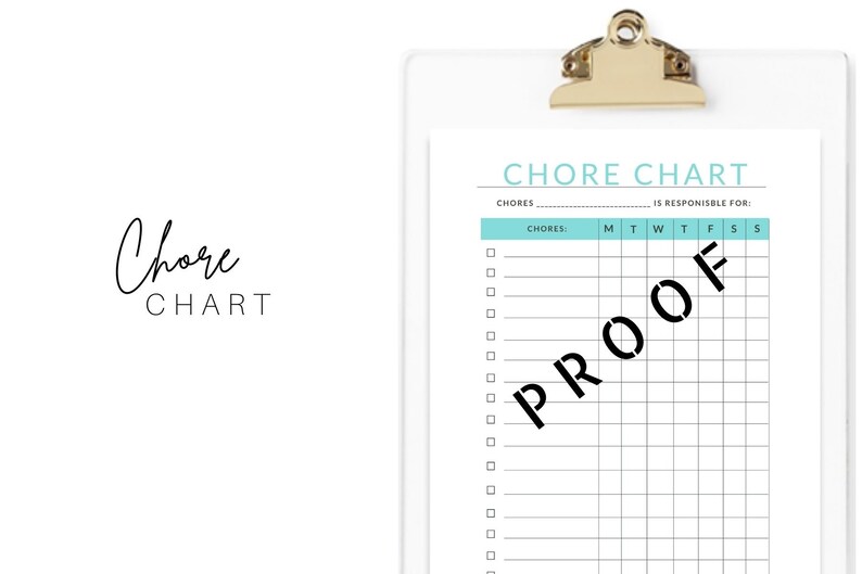 Chore Chart for Kids Checklist Printable (blue), Daily Responsibility ...