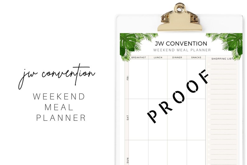 JW Convention Packing List & Meal Planner Printable Bundle - INSTANT ...