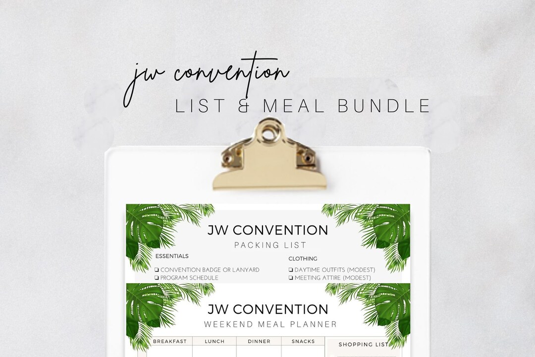 JW Convention Packing List & Meal Planner Printable Bundle - INSTANT ...