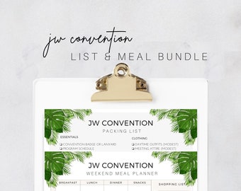 JW Convention Packing List & Meal Planner Printable Bundle (tropical ...