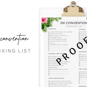 JW Convention Packing List Printable (tropical Flowers) - INSTANT ...