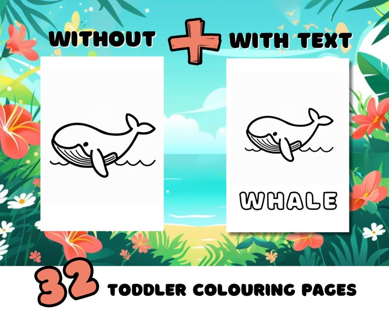 32 Easy Summer Colouring Pages, Large Size & Thick Border, Perfect for ...