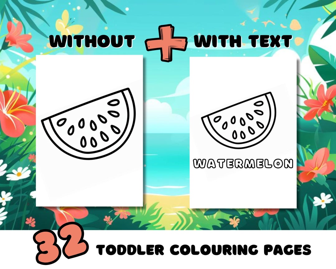 32 Easy Summer Colouring Pages, Large Size & Thick Border, Perfect for ...