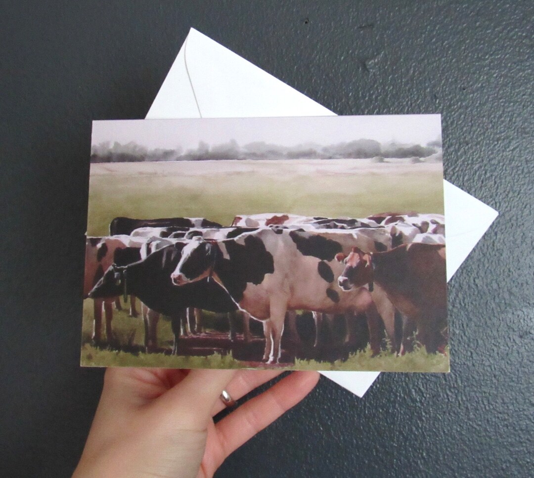 Cow Greeting Card| Blank Cow Card| Blank Greeting Card With Cows| Rural ...