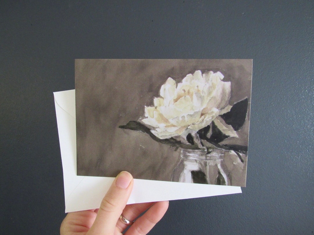 Blank Peony Greeting Card |peony Card| Peony Artwork | Peony Flower ...