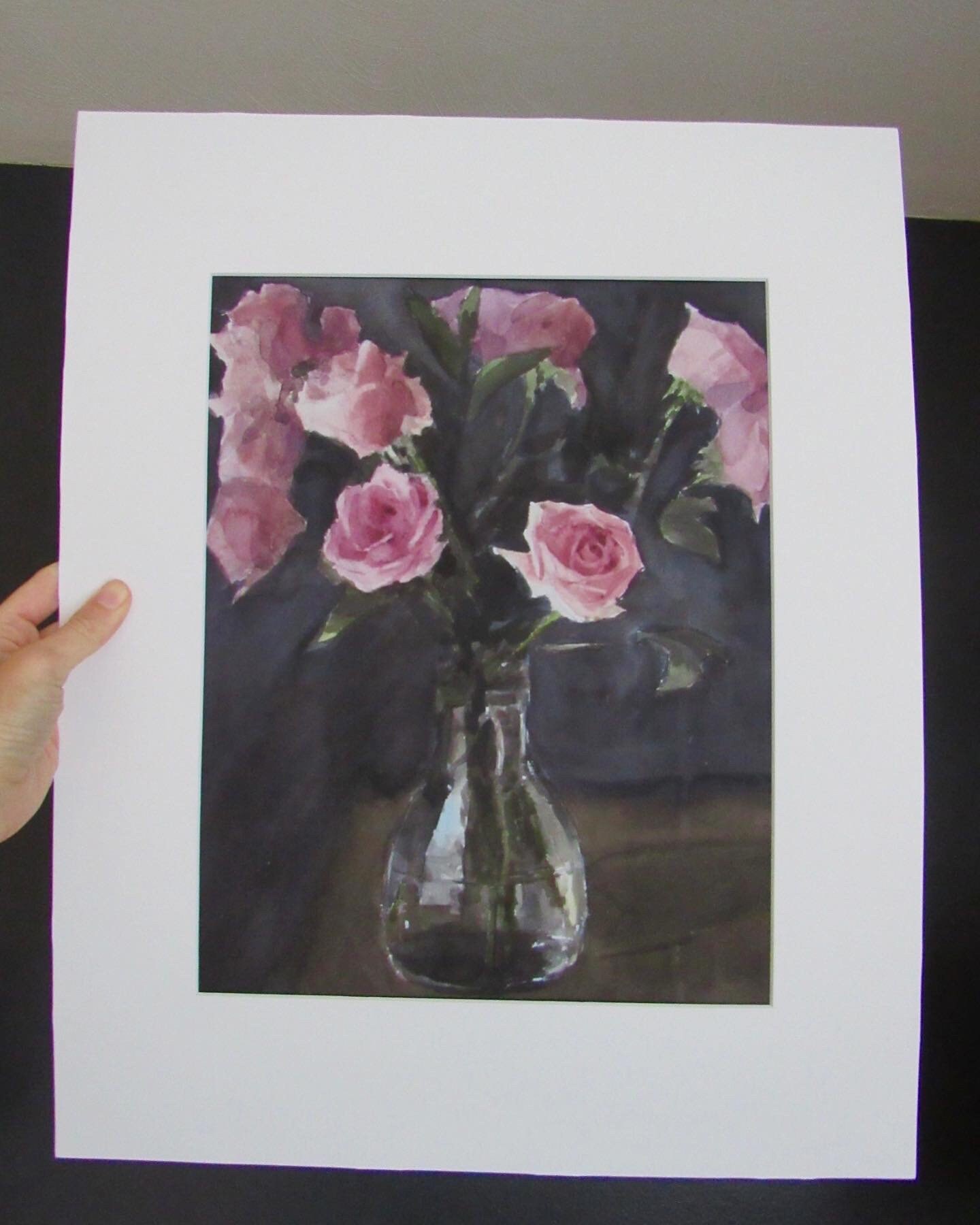 Pink Rose Watercolor Print Rose Print Pink Rose Wall Art - Etsy