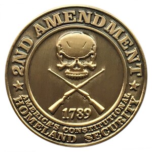 Gun Control Use Both Hands Good Luck Heads & Tails Antique Bronze Hobo ...