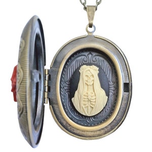 The Sacred Blood Rose of Santa Muerte Cameo Charm Locket - Believers of ...