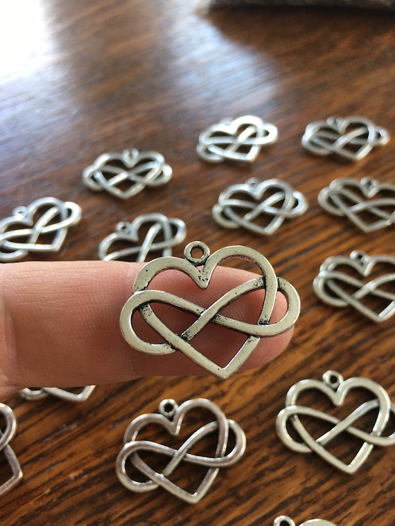 Heart with Infinity Charm Multi Quantity Antique Silver | Etsy