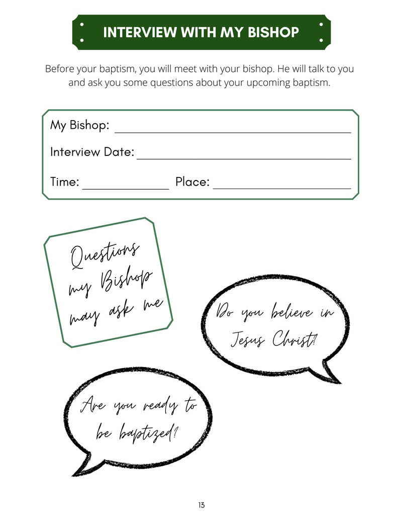 Baptism Prep Book and Journal | Printable | LDS - Etsy