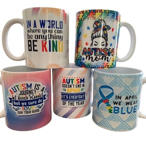 Autism Coffee Mug, 11oz. in April We Wear Blue, Autism Mug, Autism Mom ...