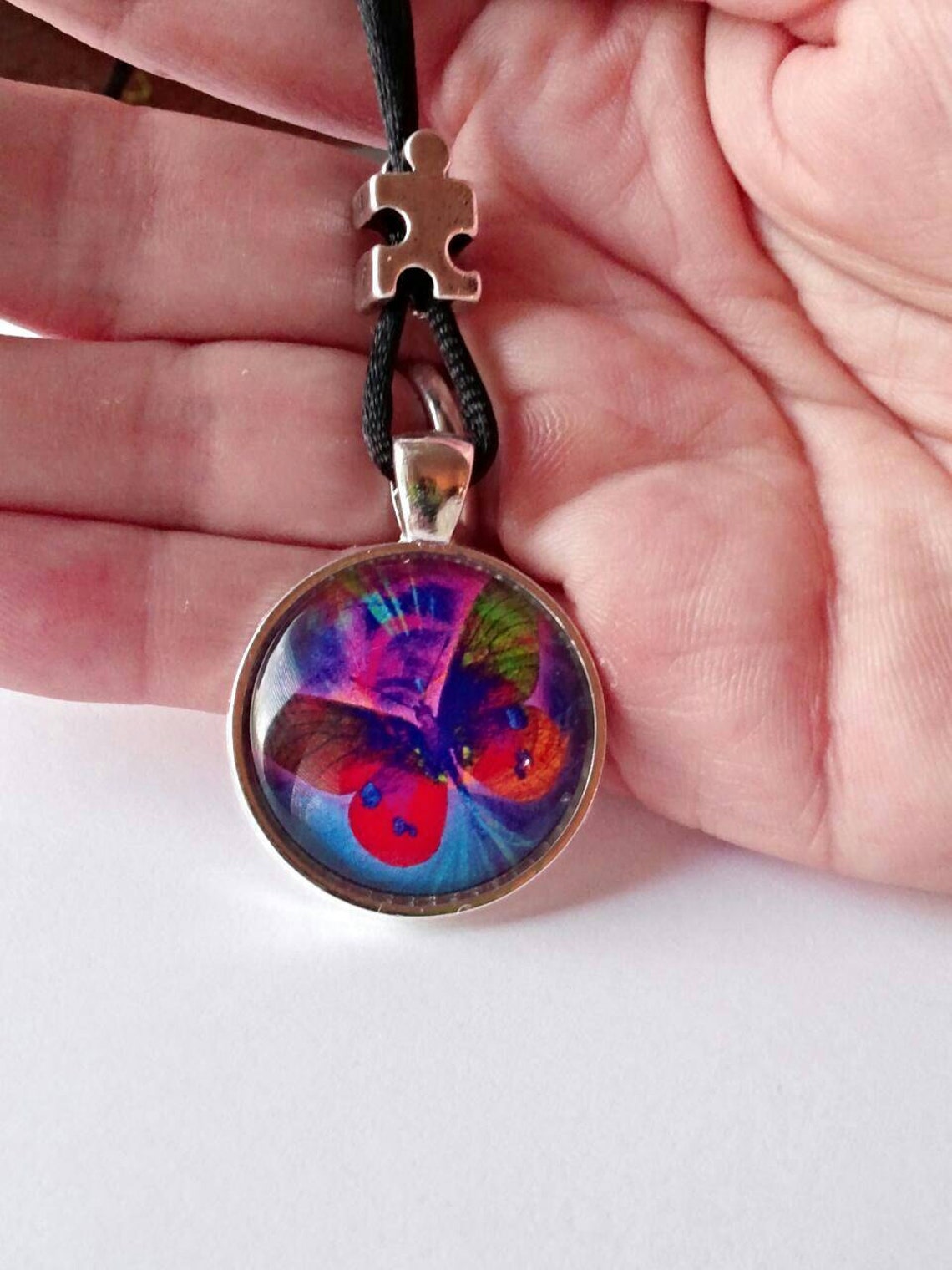 Autism Butterfly Necklace Autism Jewelry Puzzle Piece Bead | Etsy