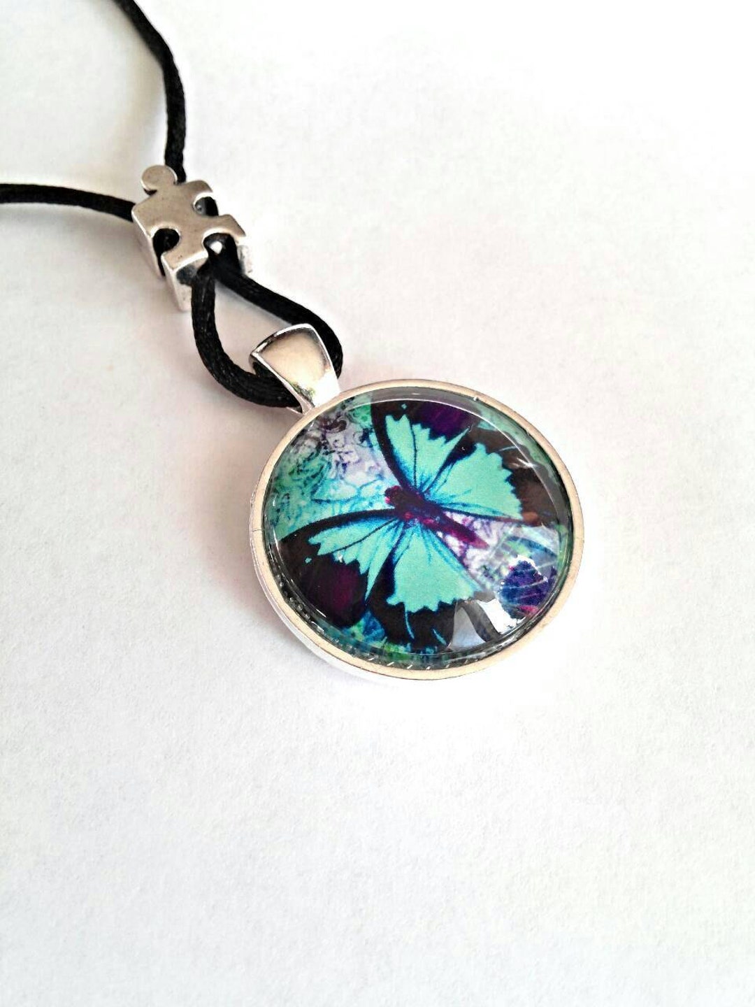 Autism Butterfly Necklace, Autism Mom Necklace, Puzzle Piece Bead ...