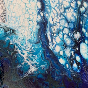 Acrylic Fluid Art Painting, Blue Acrylic Pouring Painting,8x10, Art on ...