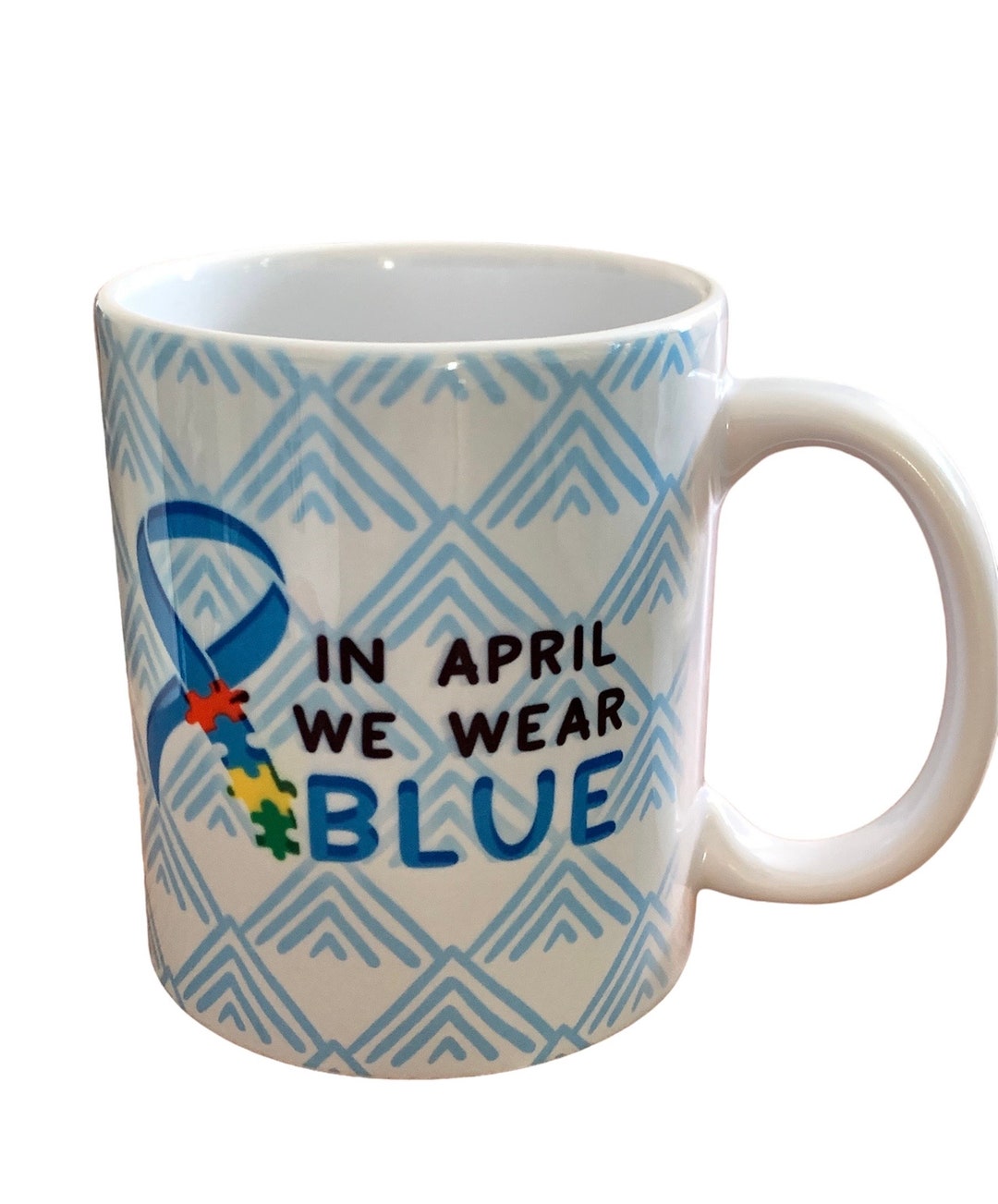 Autism Coffee Mug, 11oz. in April We Wear Blue, Autism Mug, Autism Mom ...