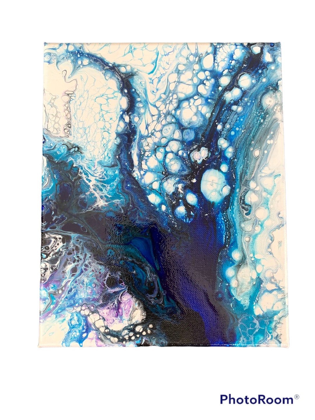 Acrylic Fluid Art Painting, Blue Acrylic Pouring Painting,8x10, Art on ...