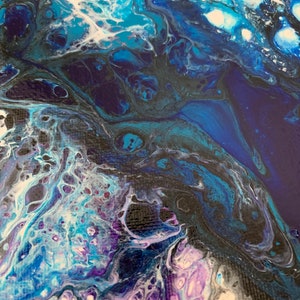 Acrylic Fluid Art Painting, Blue Acrylic Pouring Painting,8x10, Art on ...