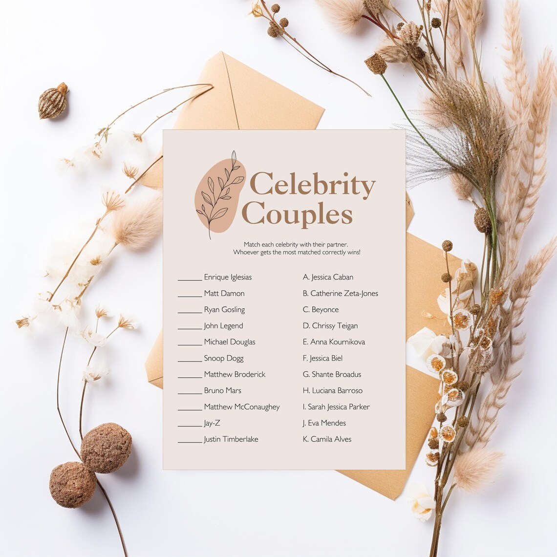 Boho Neutral Minimalist Canva Editable Bridal Shower Curated Game ...