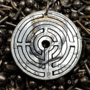 Maze Pendant Maze Necklace Circular Maze Pattern Hand Cut Coin Pendant ...