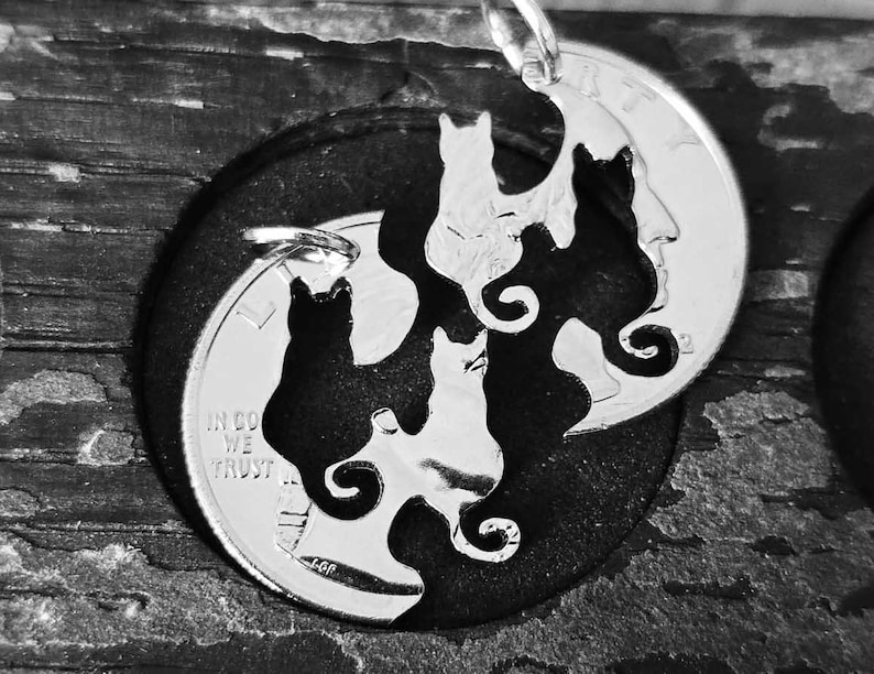 Cat Friendship Interlocking Coin Necklaces - Unique Cat BFF Puzzle ...