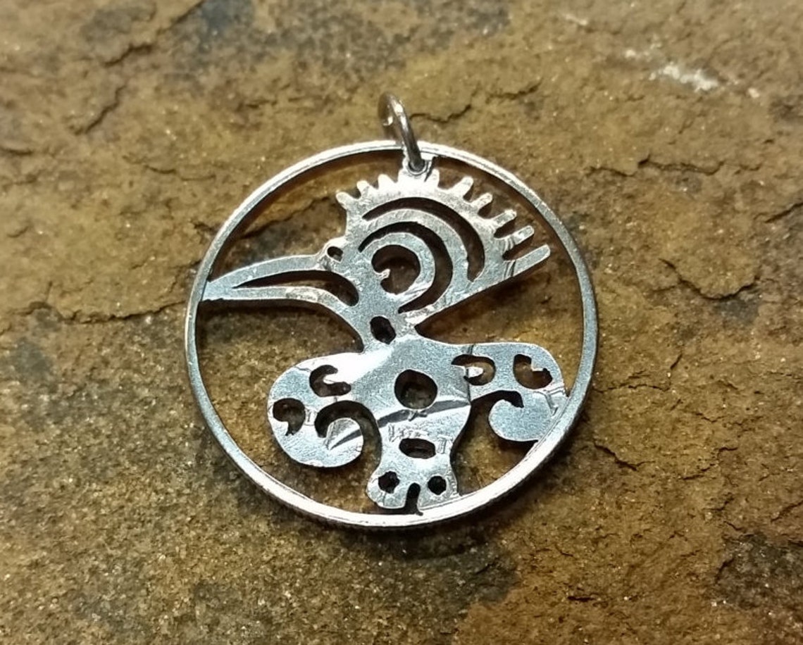 Unique Hand-cut Ancient Mayan Bird Coin Pendant Necklace - Detailed ...