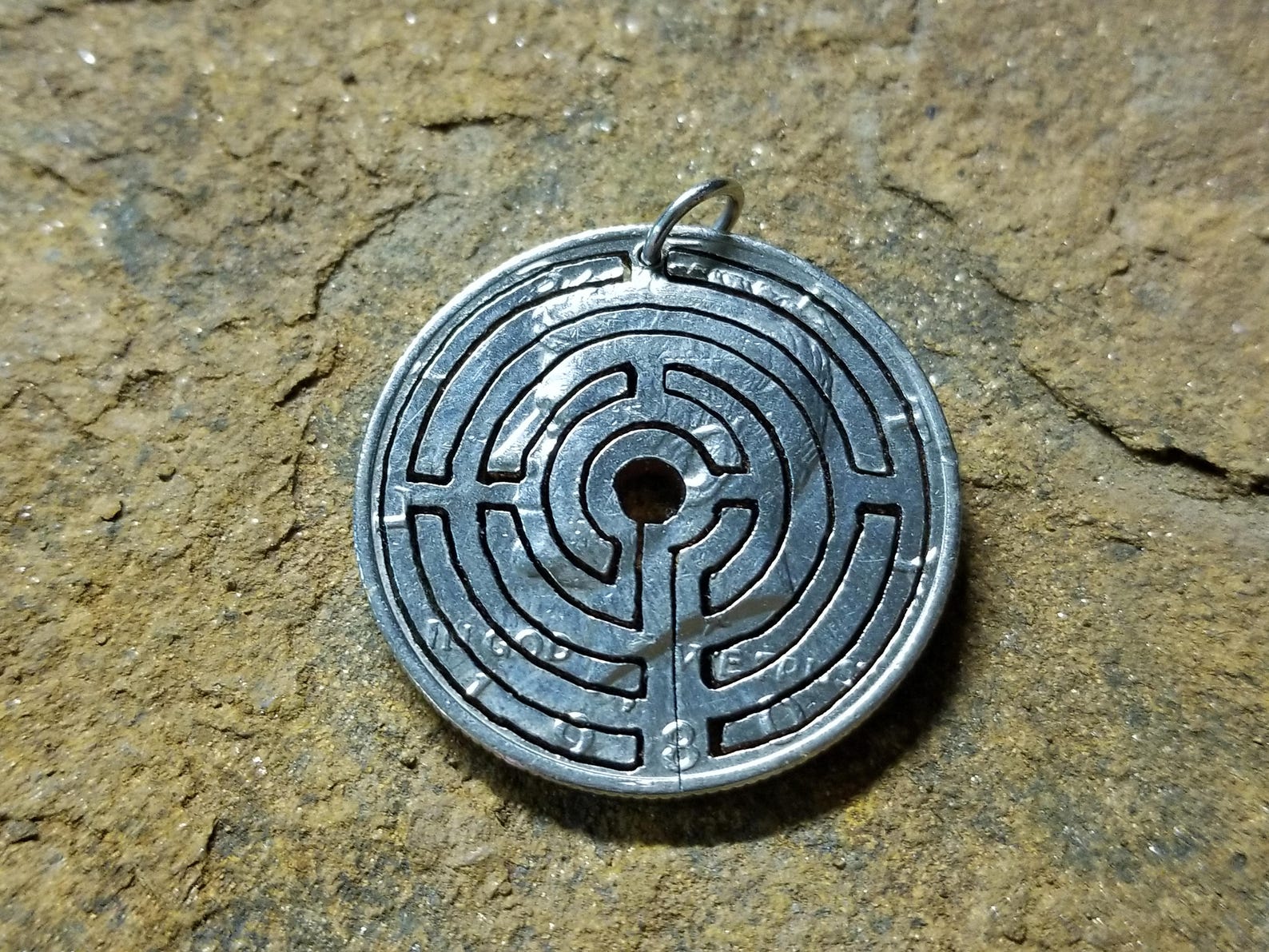 Maze Pendant Maze Necklace Circular Maze Pattern Hand Cut | Etsy
