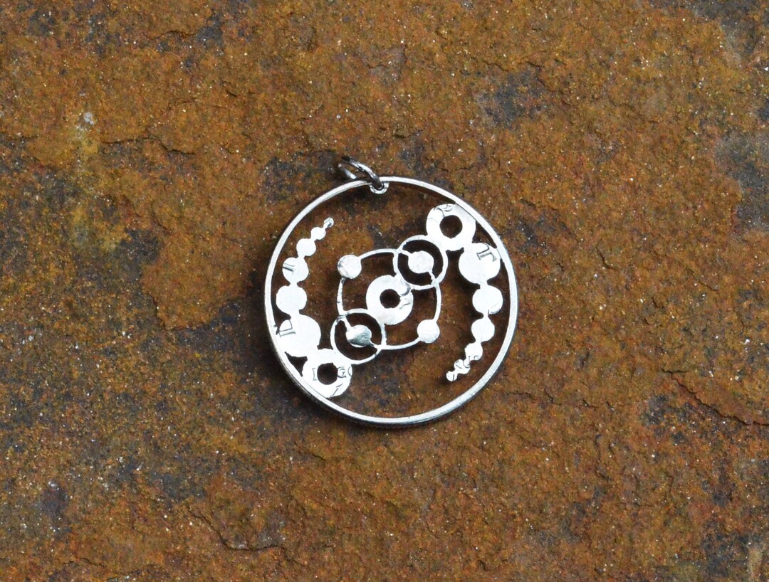 Hand Cut Crop Circle Coin Pendant Necklace, Mysterious Intricate ...