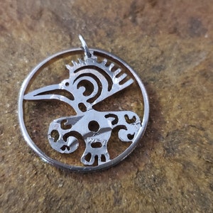 Unique Hand-cut Ancient Mayan Bird Coin Pendant Necklace - Detailed ...