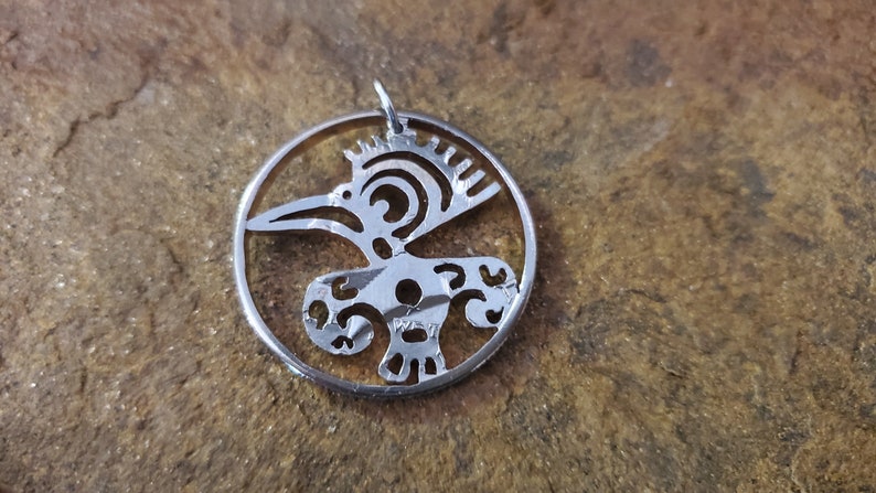 Unique Hand-cut Ancient Mayan Bird Coin Pendant Necklace - Detailed ...