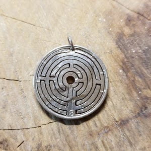 Maze Pendant Maze Necklace Circular Maze Pattern Hand Cut Coin Pendant ...