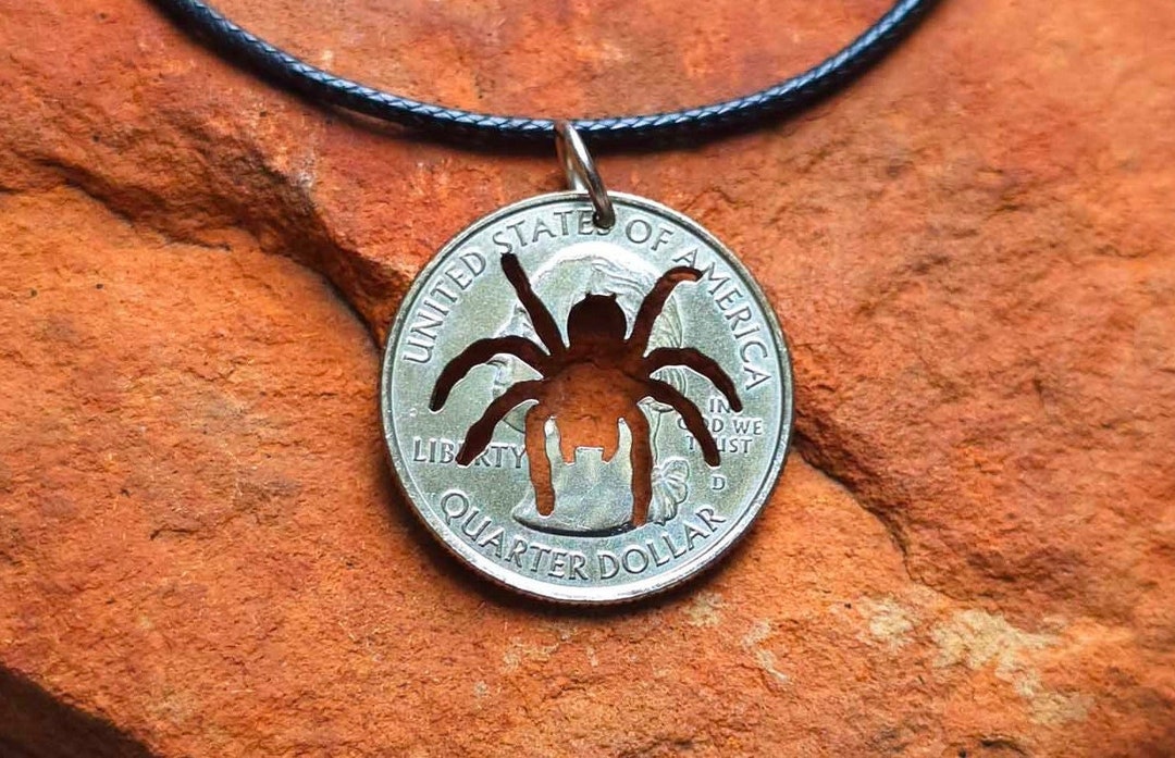 Tarantula Necklace Made From Coin, Tarantula Lover Pendant Tarantula ...