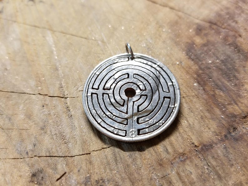 Maze Pendant Maze Necklace Circular Maze Pattern Hand Cut | Etsy