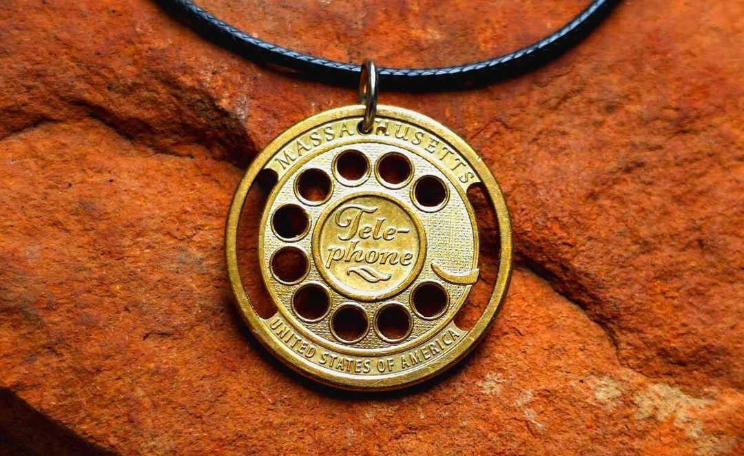 Telephone Necklace Made From Coin, Telephone Lover Pendant Telephone ...