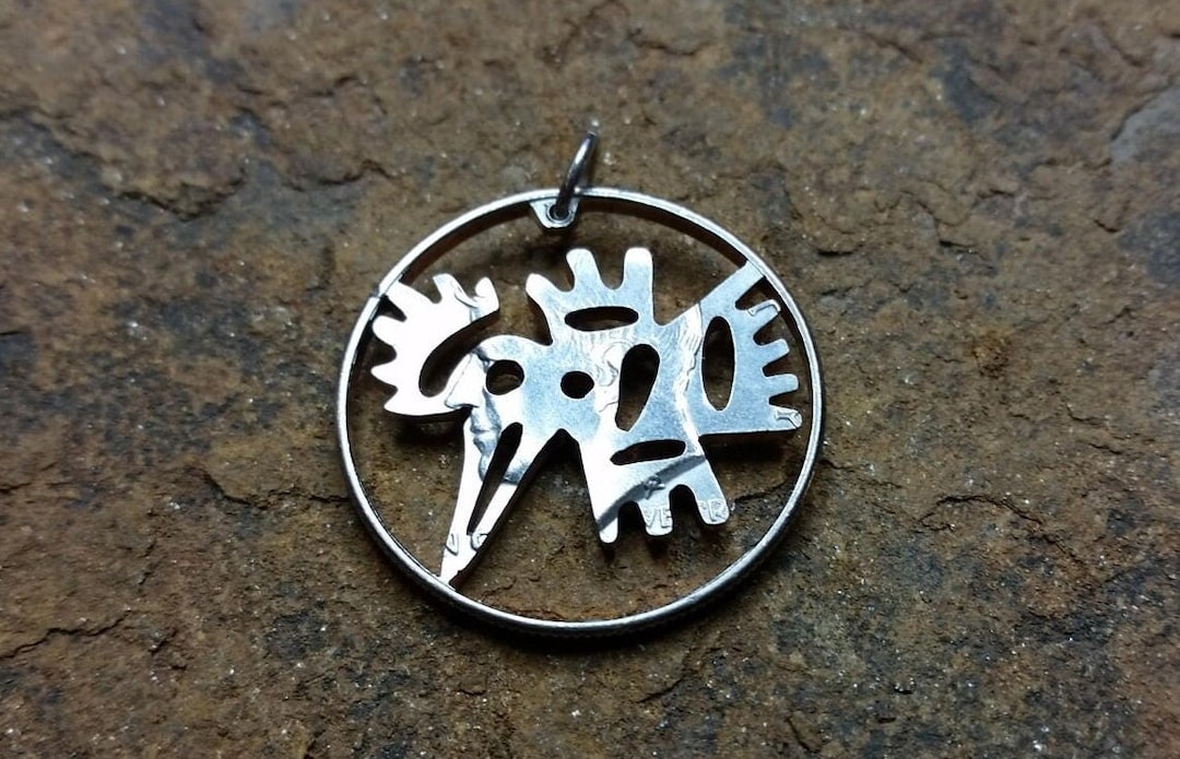 Hand-cut Mayan Bird Coin Pendant Necklace - Ancient Mexican Mayan Style ...