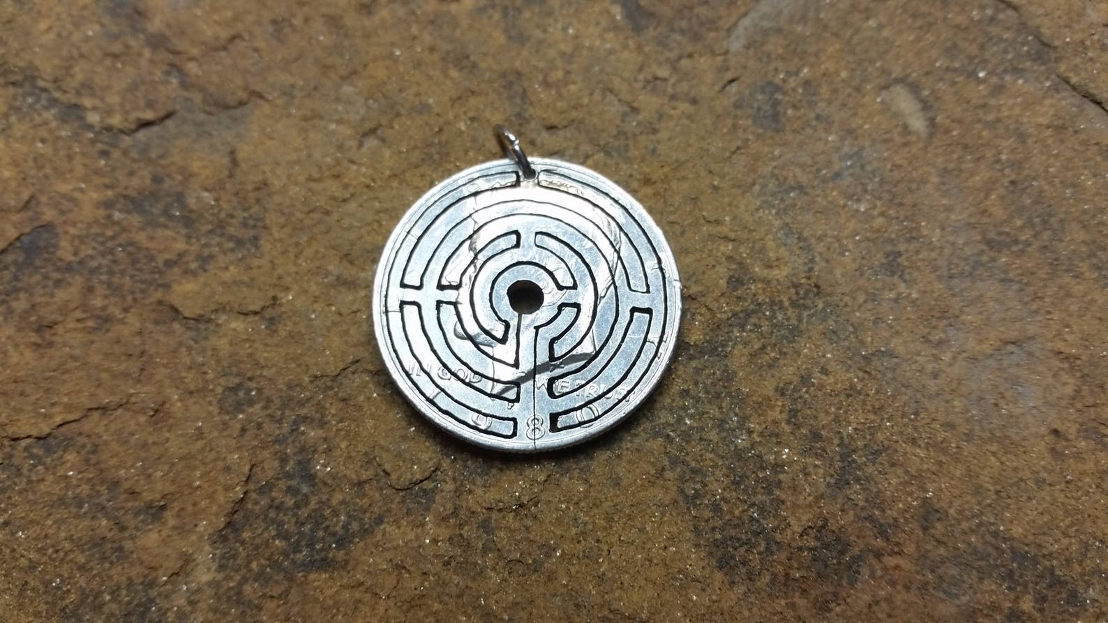Maze Pendant Maze Necklace Circular Maze Pattern Hand Cut | Etsy