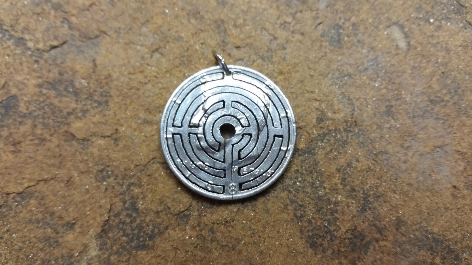 Maze Pendant Maze Necklace Circular Maze Pattern Hand Cut | Etsy