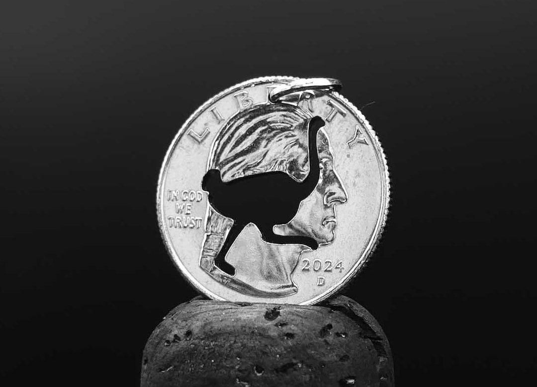 Ostrich Necklace Made From Coin, Ostrich Lover Pendant Ostrich Gift for ...