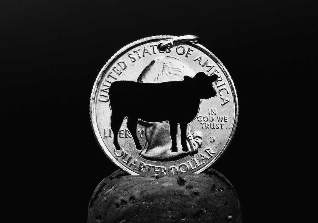 Cow Necklace, Cow Pendant, Cow Coin Necklace, Holstein Necklace, Bovine ...