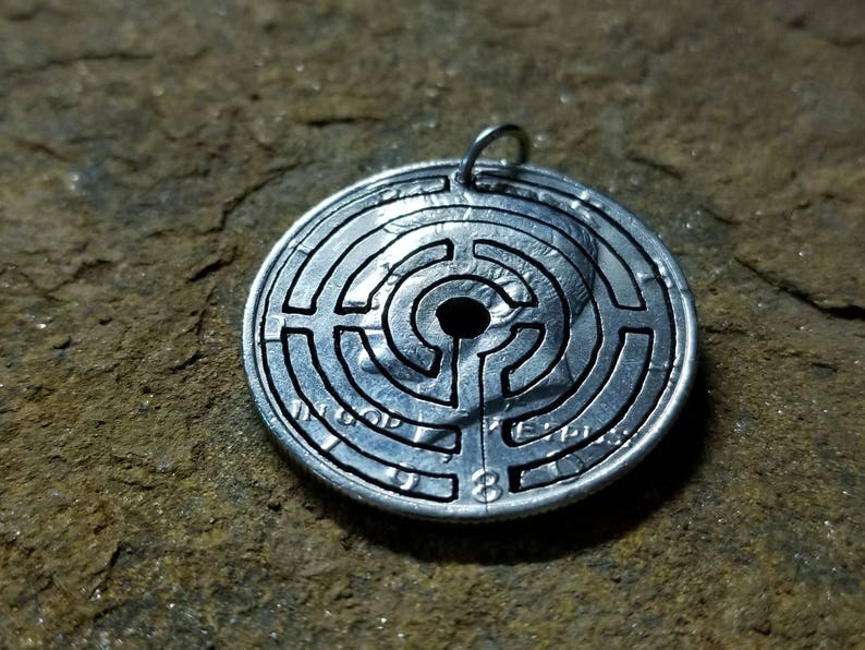 Maze Pendant Maze Necklace Circular Maze Pattern Hand Cut | Etsy